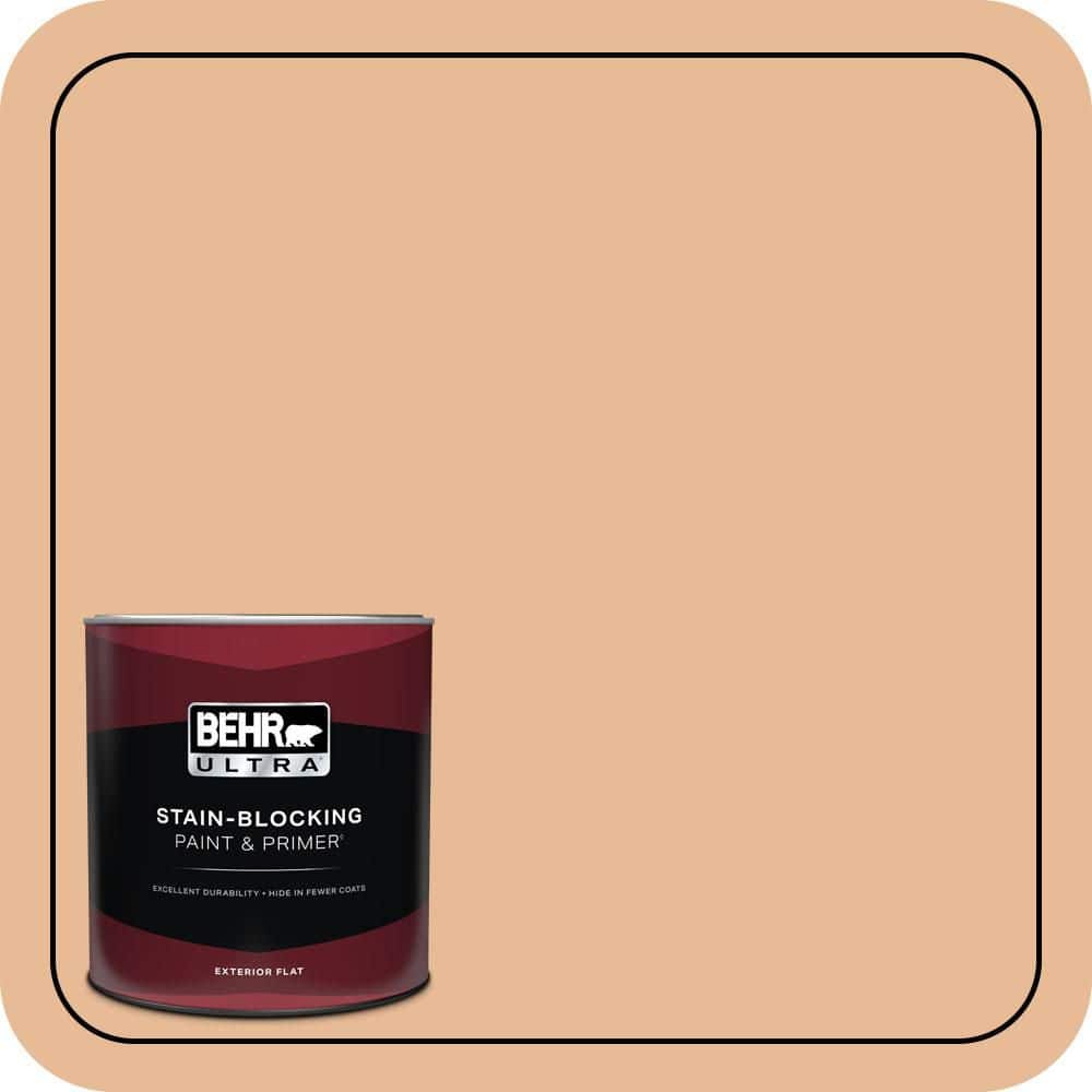 BEHR ULTRA 1 qt. #280C-3 Fresh Praline Flat Exterior Paint & Primer ...