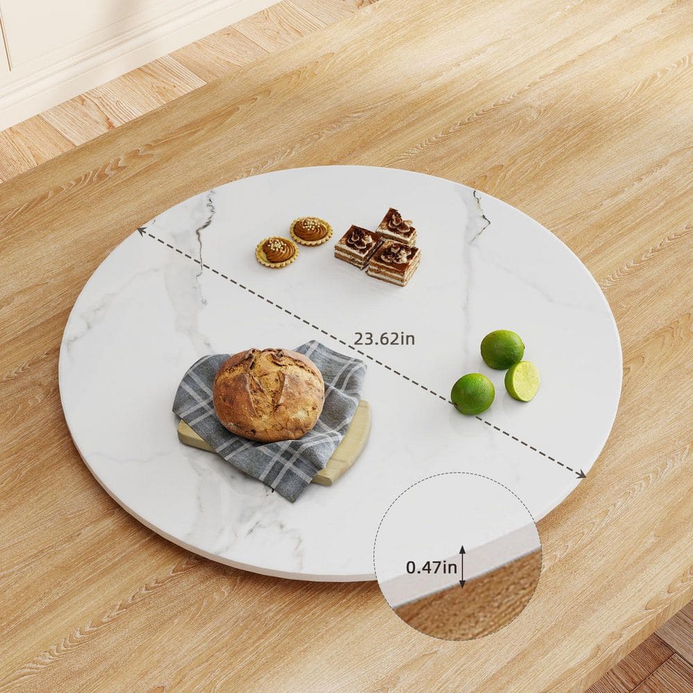 Magic Home 23.6 in. Round Sintered Stone Kitchen Lazy Susan Turntable ...