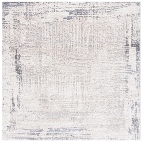 SAFAVIEH Opal 7 ft. x 7 ft. Ivory/Gray Marble Border square Area Rug ...
