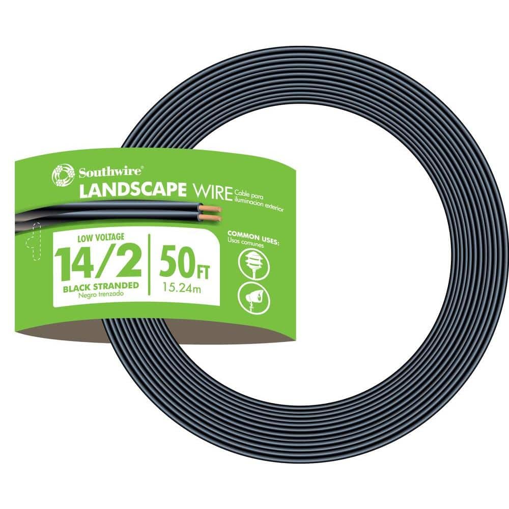 Southwire 50 ft. 14/2 Black Stranded CU Low-Voltage Landscape Lighting ...