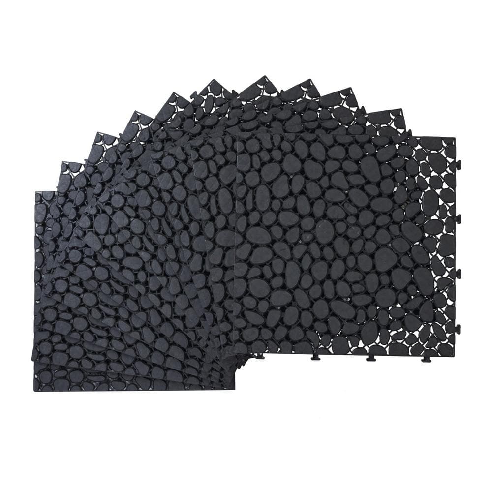 Tidoin Outdoor 1 ft. x 1 ft. Composite Deck Tile in Black (12 Per Box ...