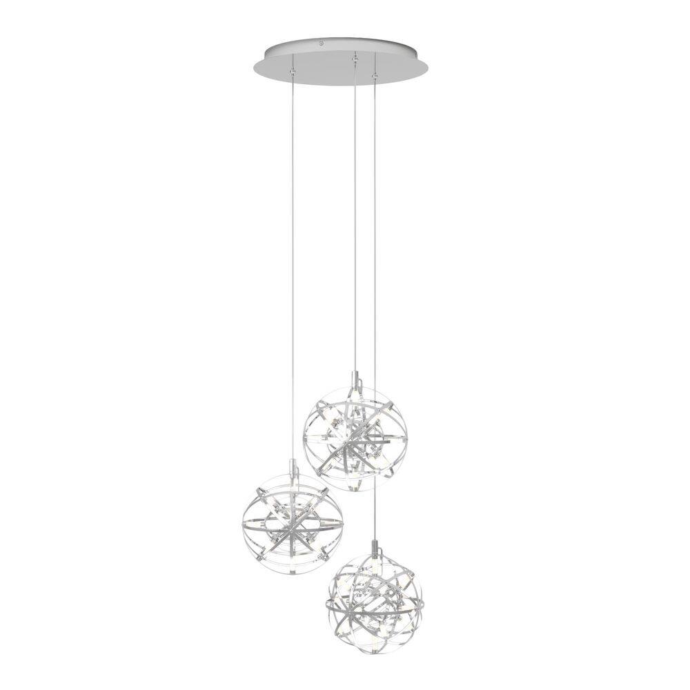 Artika Elden 23-Watt 3-Light Integrated LED Chrome Hanging Pendant ...