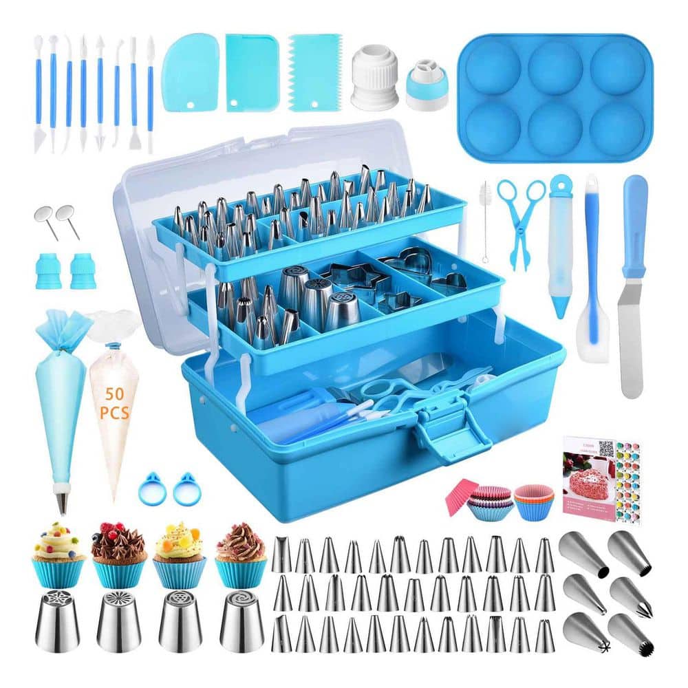 Anqtovp 236-Piece Cake Decorating Set with Storage Box, Piping Bags ...