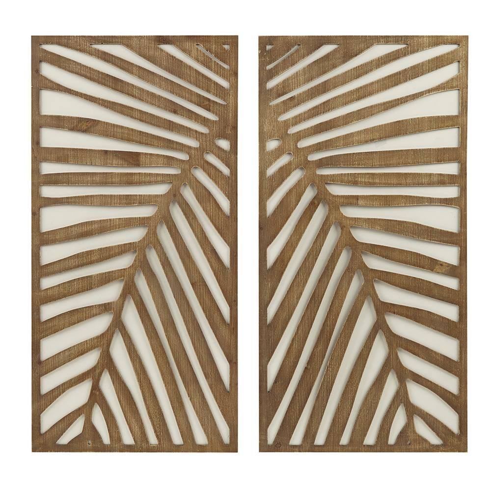 2-Piece Framed Art Drawing 2-Tone Wood Panel Wall Decor Set - Modern ...