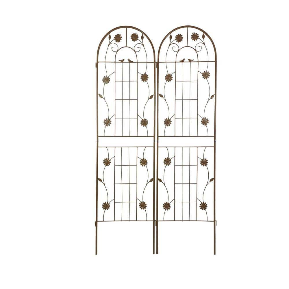 Tenleaf 2-Piece Brown Metal Garden Trellis 19.7" x 71 in. Rustproof ...