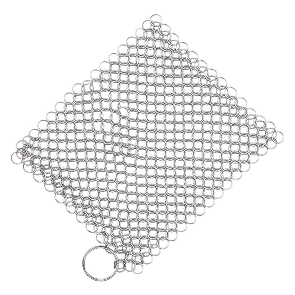 Stainless Steel Chainmail Scrubber 8 in. x 6 in. Silver Durable ...