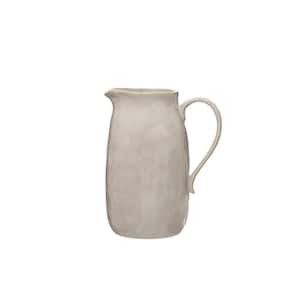 Storied Home 80 Oz. Beige Stoneware Pitcher with Reactive Glaze DF6043 ...