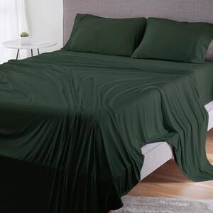 ELLA JAYNE 4-Piece Olive Sateen Cotton King Size Sheet Set, 500 Thread ...