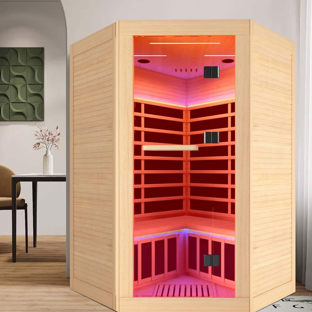 Spygo Felixo 2-Person Indoor Canadian Hemlock Pentagonal Infrared Sauna ...