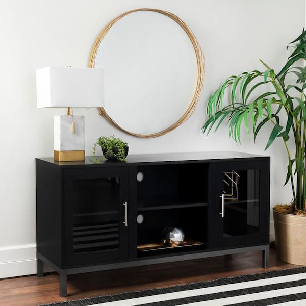 Walker Edison Furniture Company Avenue 52 in. Black MDF TV Stand 55 in ...