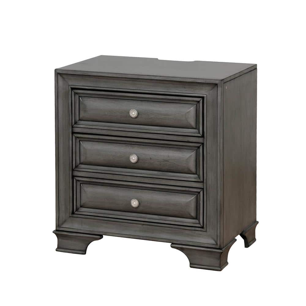 Furniture of America Liam 3-Drawer Gray Nightstand IDF-7302GY-N - The ...