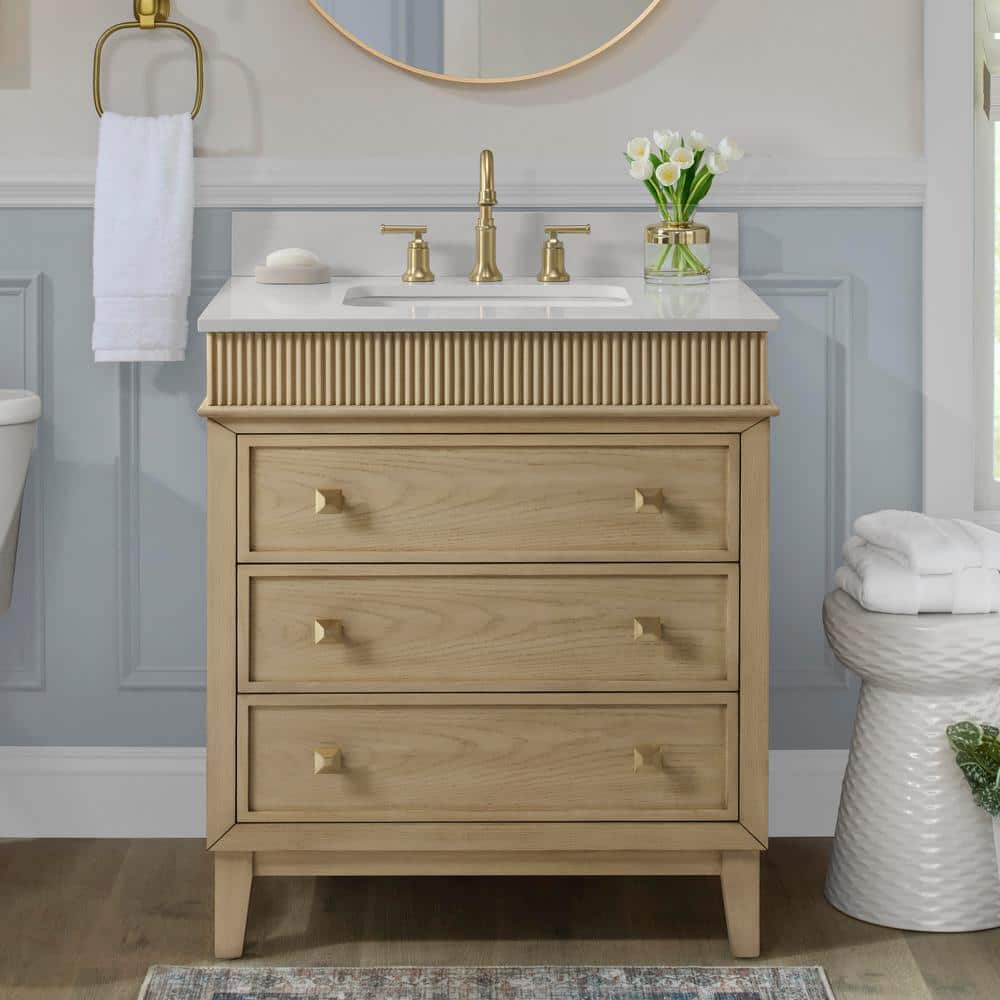 Home Decorators Collection Danby 30 in. Single Sink Platinum Oak Bath ...