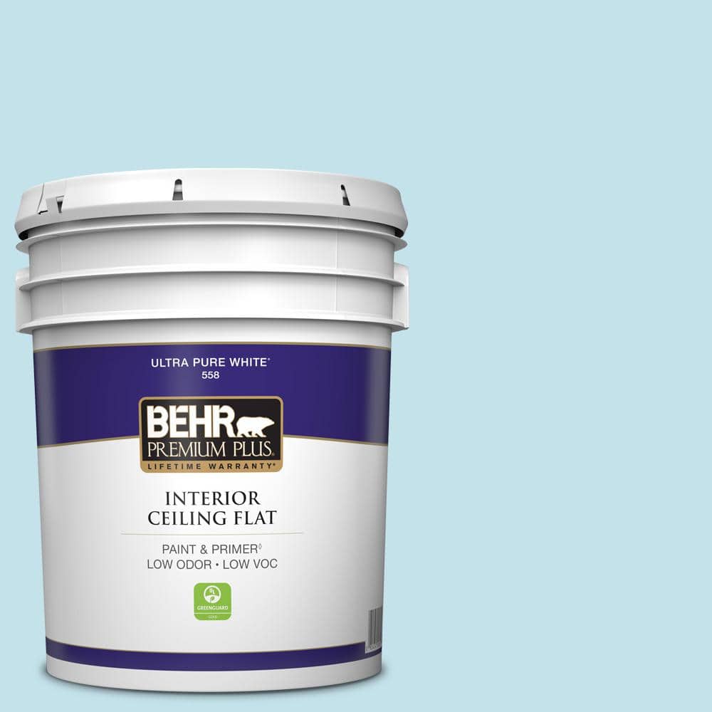 BEHR PREMIUM PLUS 5 gal. #540C-2 Serene Sky Ceiling Flat Interior Paint ...