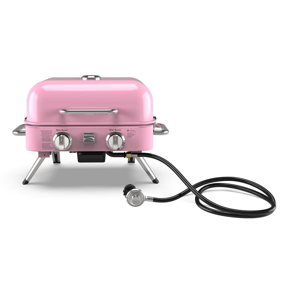 KENMORE 2-Burner Retro Portable Propane Gas Grill in Pink KT-R40003-PK - The Home Depot