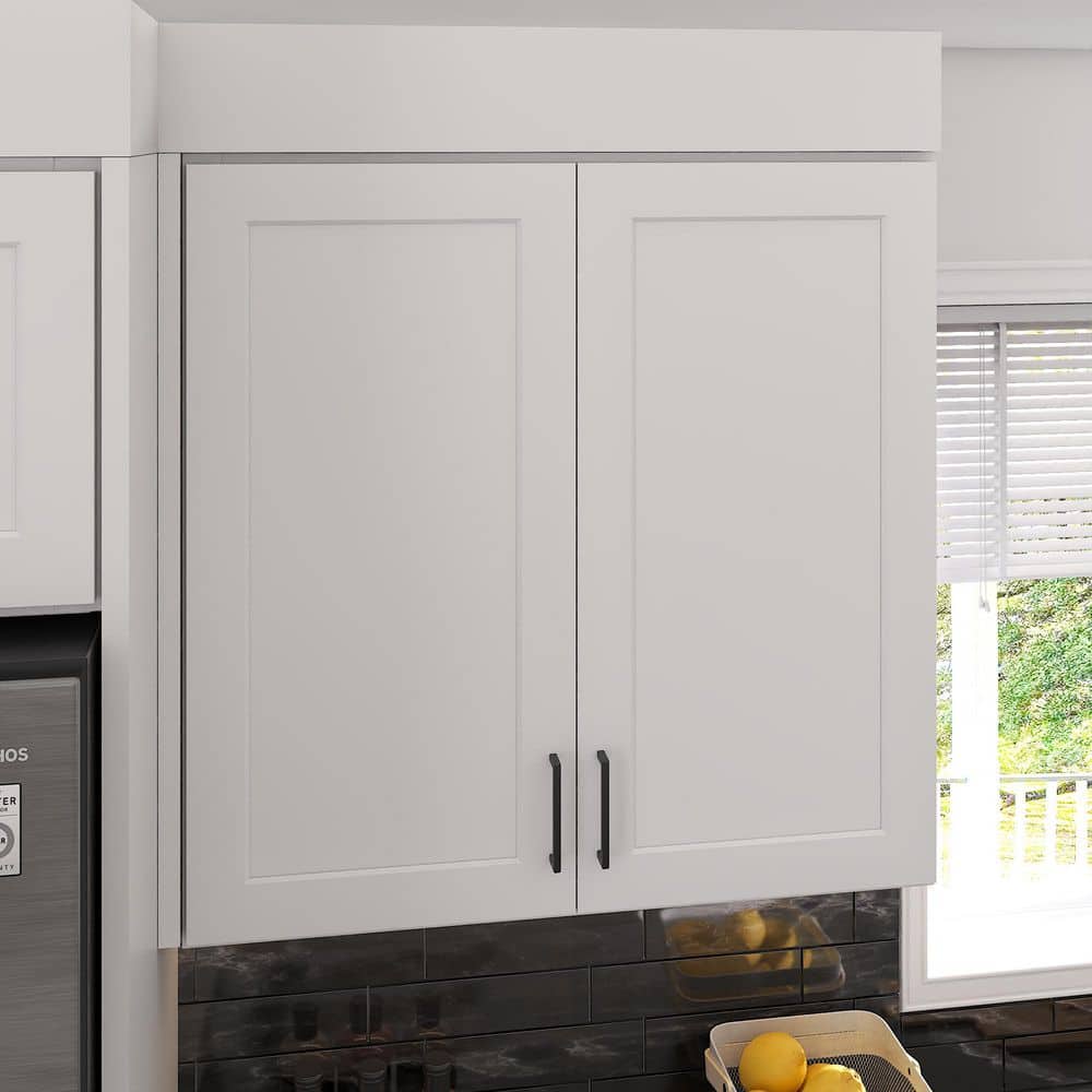 Furinno 36 in. W x 12 in. D x 36 in. H Ready to Assemble Wall Kitchen Cabinet in White with 2 ...