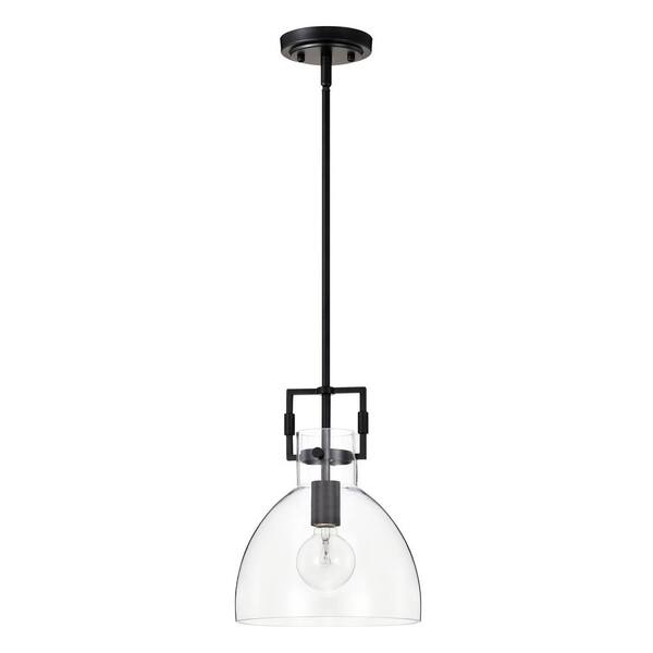 Edvivi Essence 60-Watt 10 in. 1-Light Matte Black Pendant Light with ...
