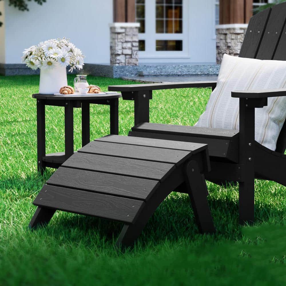 Black HIPS Composite Plastic Outdoor Ottoman Z0B8CKVN6K - The Home Depot