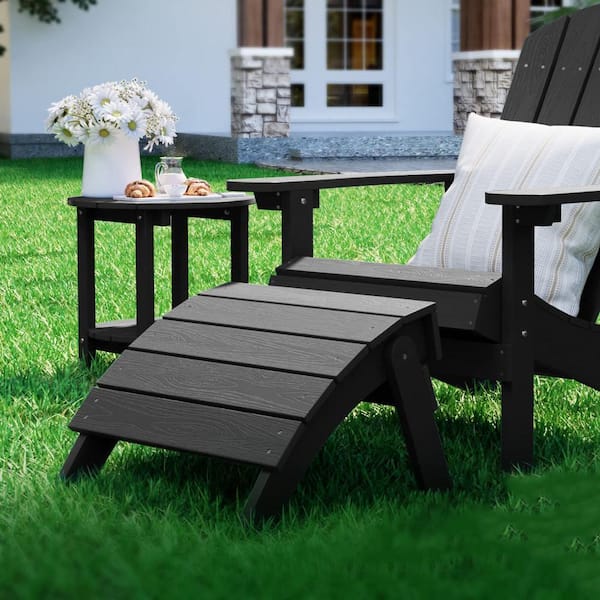 Black HIPS Composite Plastic Outdoor Ottoman Z0B8CKVN6K - The Home Depot