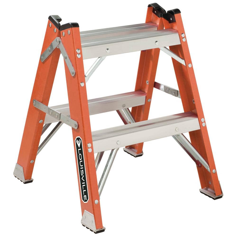 Louisville Ladder 2 ft. Fiberglass Twin Front Step Stool with 375 lb ...