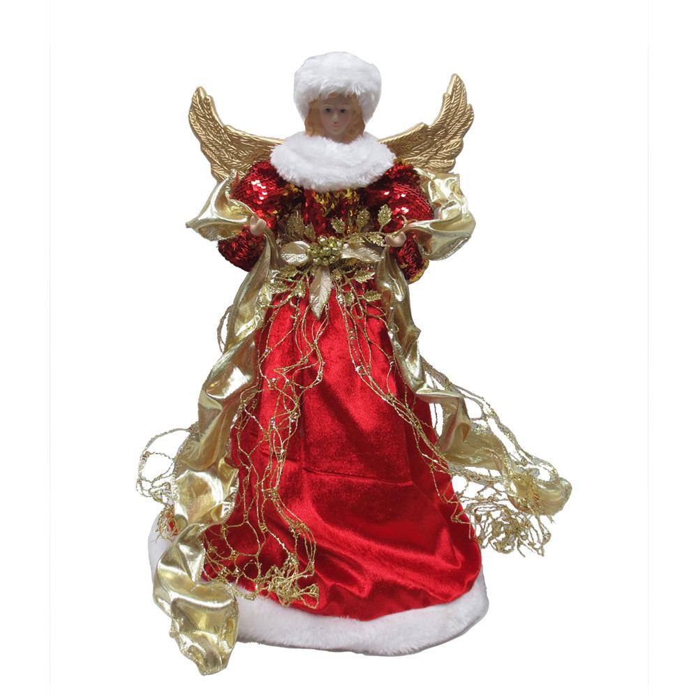 Home Accents Holiday 18 in. Red Angel Christmas Tree Topper ASM-IXTK449 ...