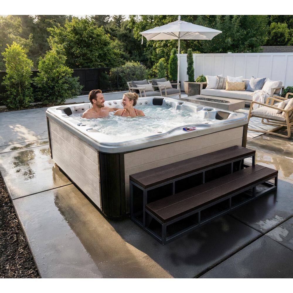 American Spas 7-Person 100-Jet Premium Acrylic Bench Spa Standard Hot ...