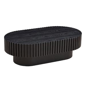 Sudzendf Black MDF Coffee Table 43.7 in. Modern Handcraft Drum Outdoor ...