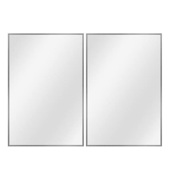 Dovelina Wall Set of 2 Aluminum Slim Frame Bathroom Mirrors Silver 24 ...