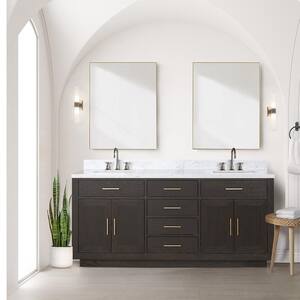 Lexora Condor 60 in W x 22 in D Grey Oak Double Bath Vanity, Carrara ...