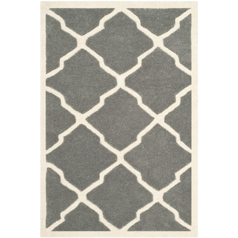 SAFAVIEH Chatham Dark Grey/Ivory 3 ft. x 5 ft. Border Multi-Point ...