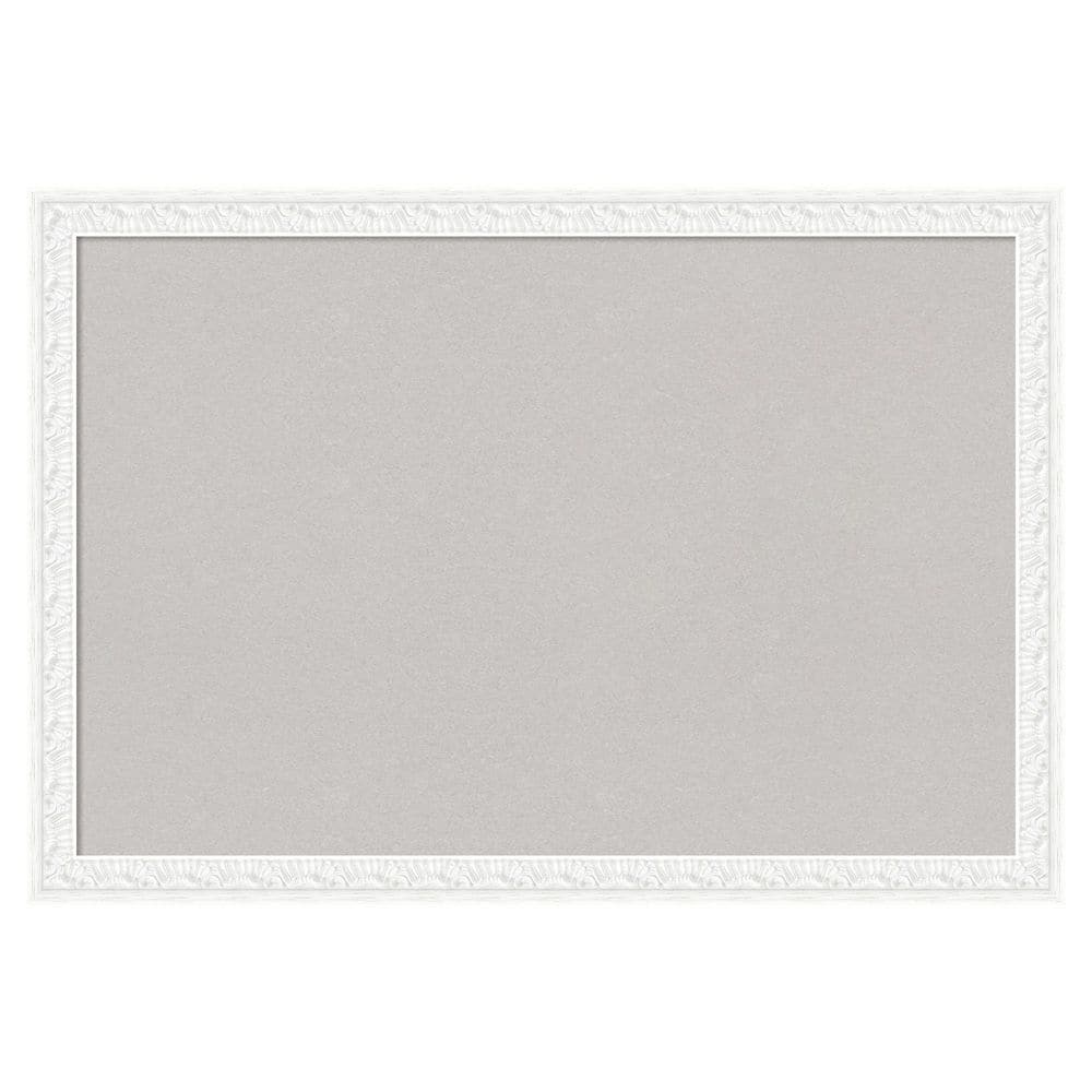 Amanti Art Bethany White 26 in. x 18 in., Wood Framed Grey Cork Memo ...
