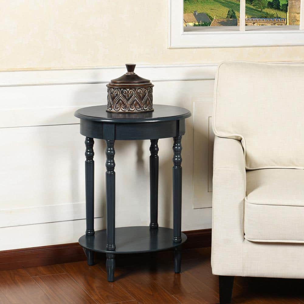 StyleCraft Asher 19.5 in. Antique Navy Oval MDF End Table AF102648DS ...