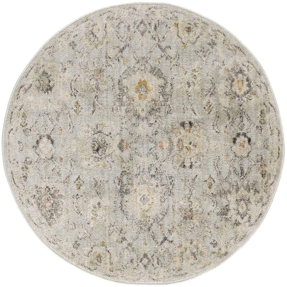 Nourison Oushak Home Mint 4 ft. x 4 ft. Floral Traditional Round Area ...
