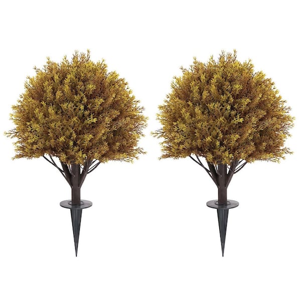 poetree 2.3 ft. Artificial Cedar Fall Decor Topiary Ball Tree with ...