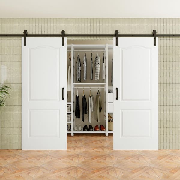 ARK DESIGN 64 in. x 80 in. Arched 2-Panel Solid Core White Primed MDF ...