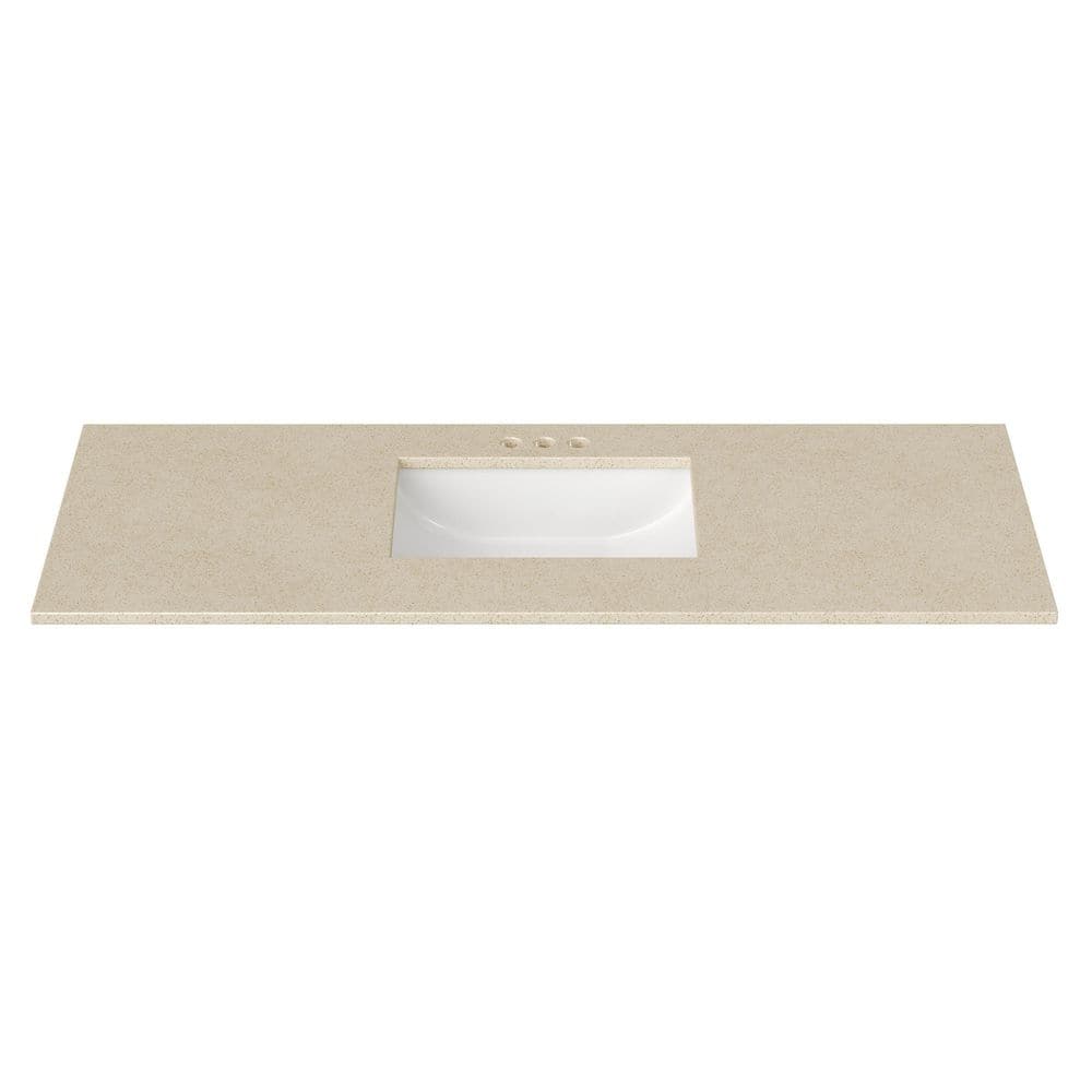 J Collection 55 in. W x 22 in. D Cultured Marble Rectangular Undermount ...