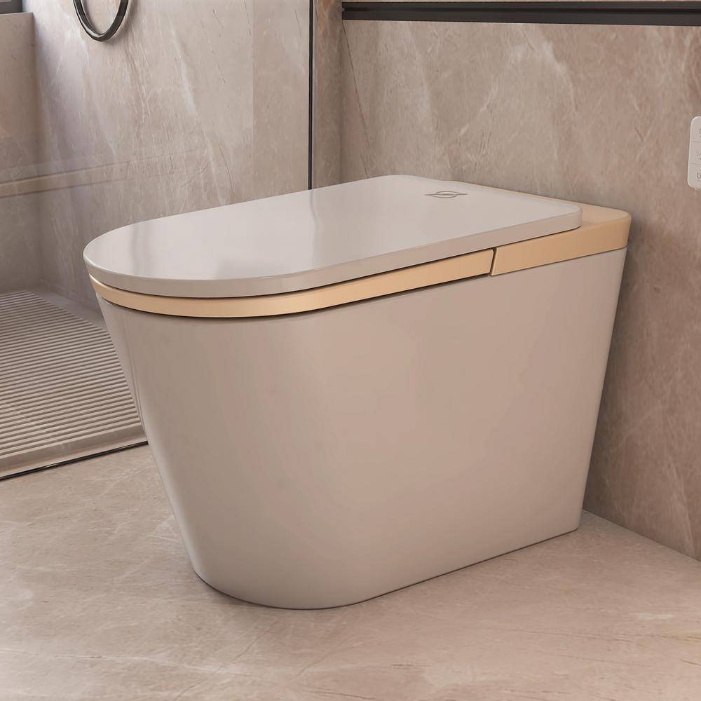 MEDUNJESS L-Z Elongated Smart Toilet 1.34 GPF in Gold Seat with Auto ...