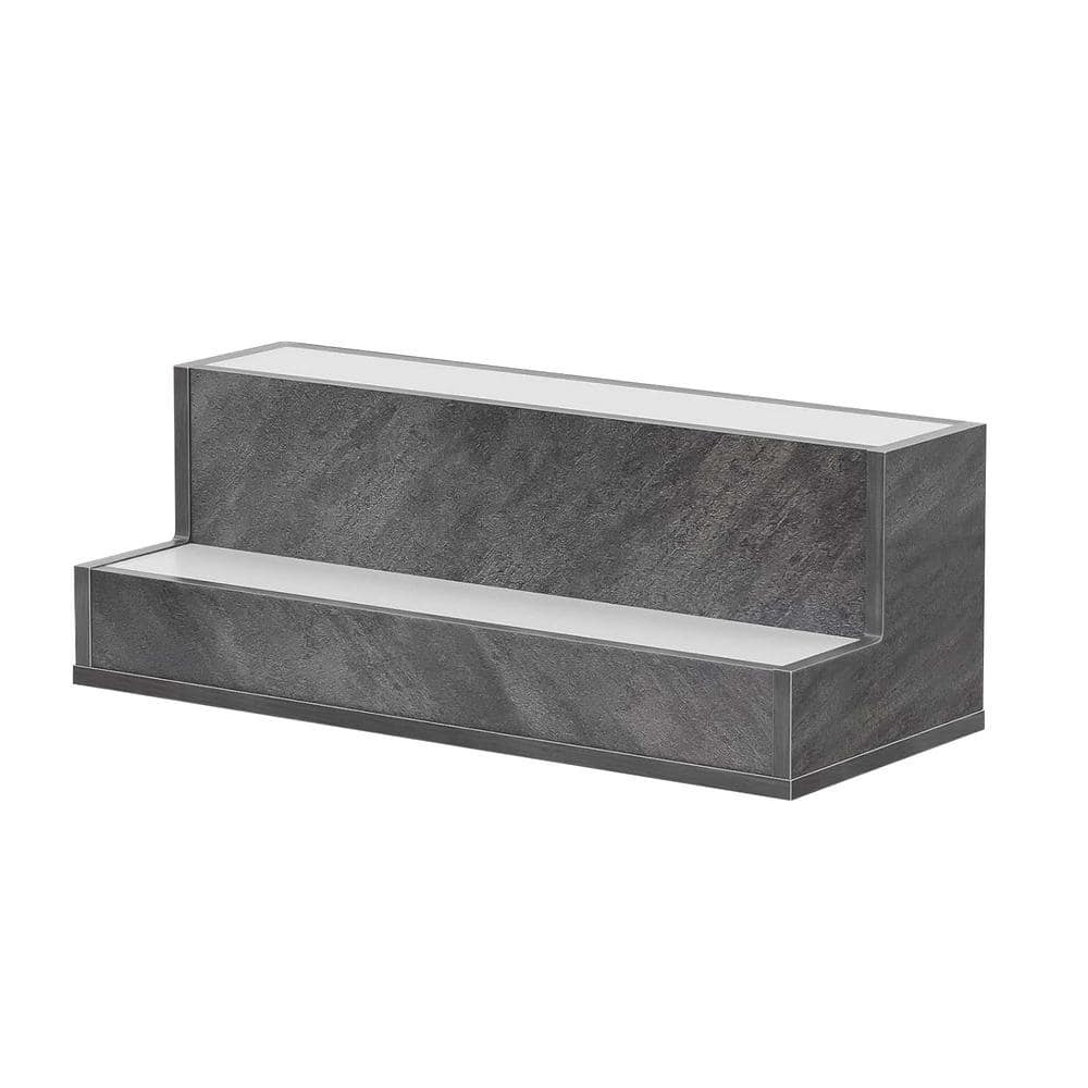 FUNKOL 20 in. Wood LED Lighted 2-Tier Wine Glass Rack Bar Display Shelf ...