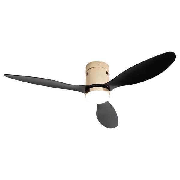 BANSA ROSE 52 in. LED Integrated Indoor Rose Gold 3 Leaf Ceiling Fan ...