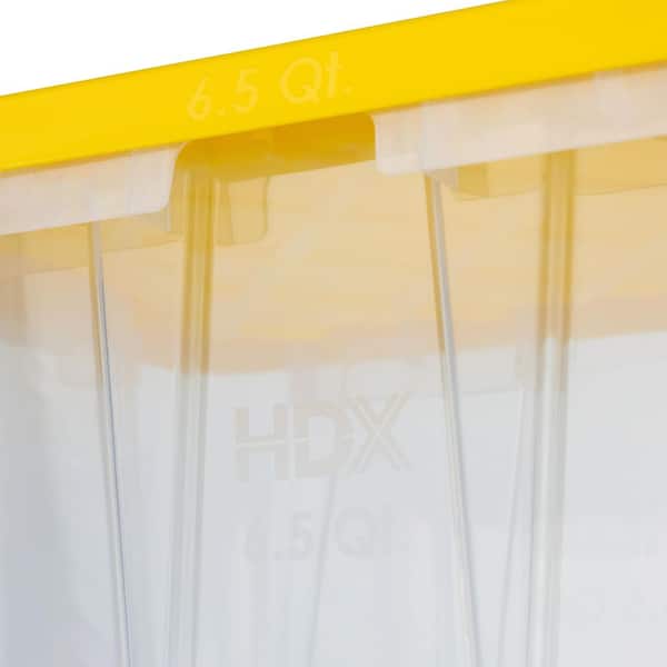 HDX 6.5-Qt Tough Storage Tote in Clear with Yellow Lid 999-6QT-C-HDX ...