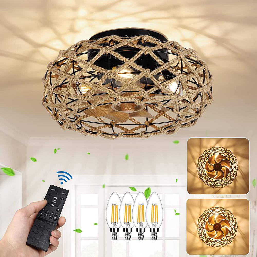 Magic Home 15.4 in. Farmhouse Remote Dimmable Ceiling Fan Bedroom ...