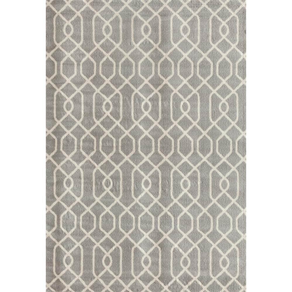 World Rug Gallery Modern Trellis Pattern Gray 8 ft. x 9 ft. Area Rug ...