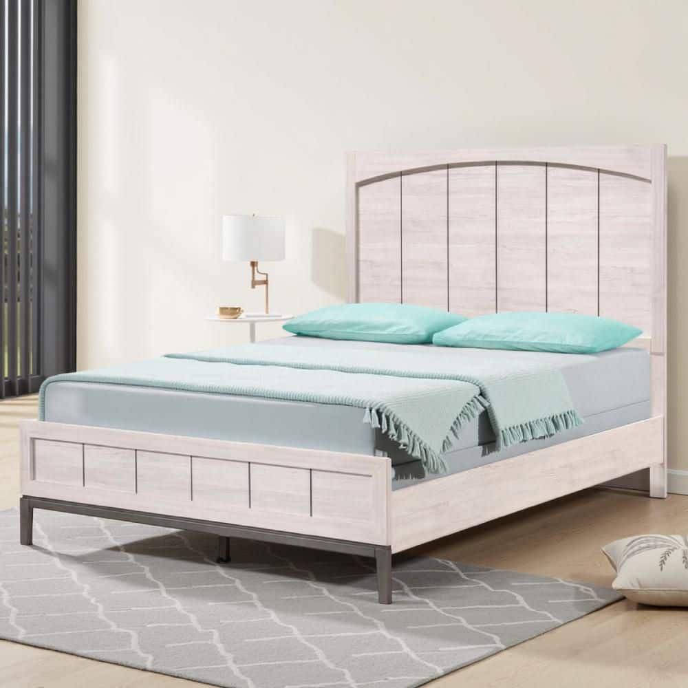 Benjara Vice Light Brown and Gray Wood Frame Queen Panel Bed with ...