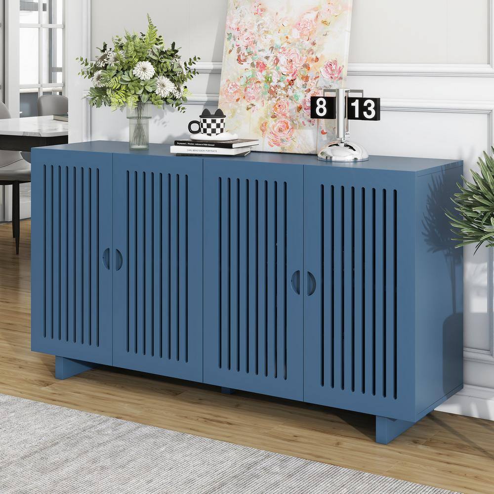 Harper & Bright Designs Navy Blue MDF 60 in. Sideboard with Superior ...