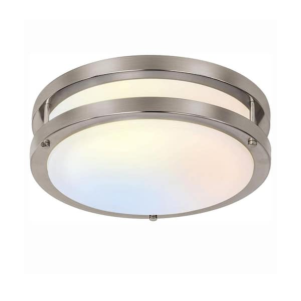 10 in. Brushed Nickel Integrated LED Ceiling Light Fixture Flush Mount ...