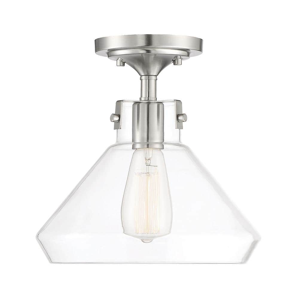 Savoy House Walpole 11 in. W x 11.5 in. H 1-Light Satin Nickel Semi ...