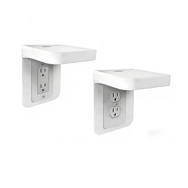 Wudkey 2-Pack Space-Saving Wall Mount Outlet Shelf with Cord Management ...