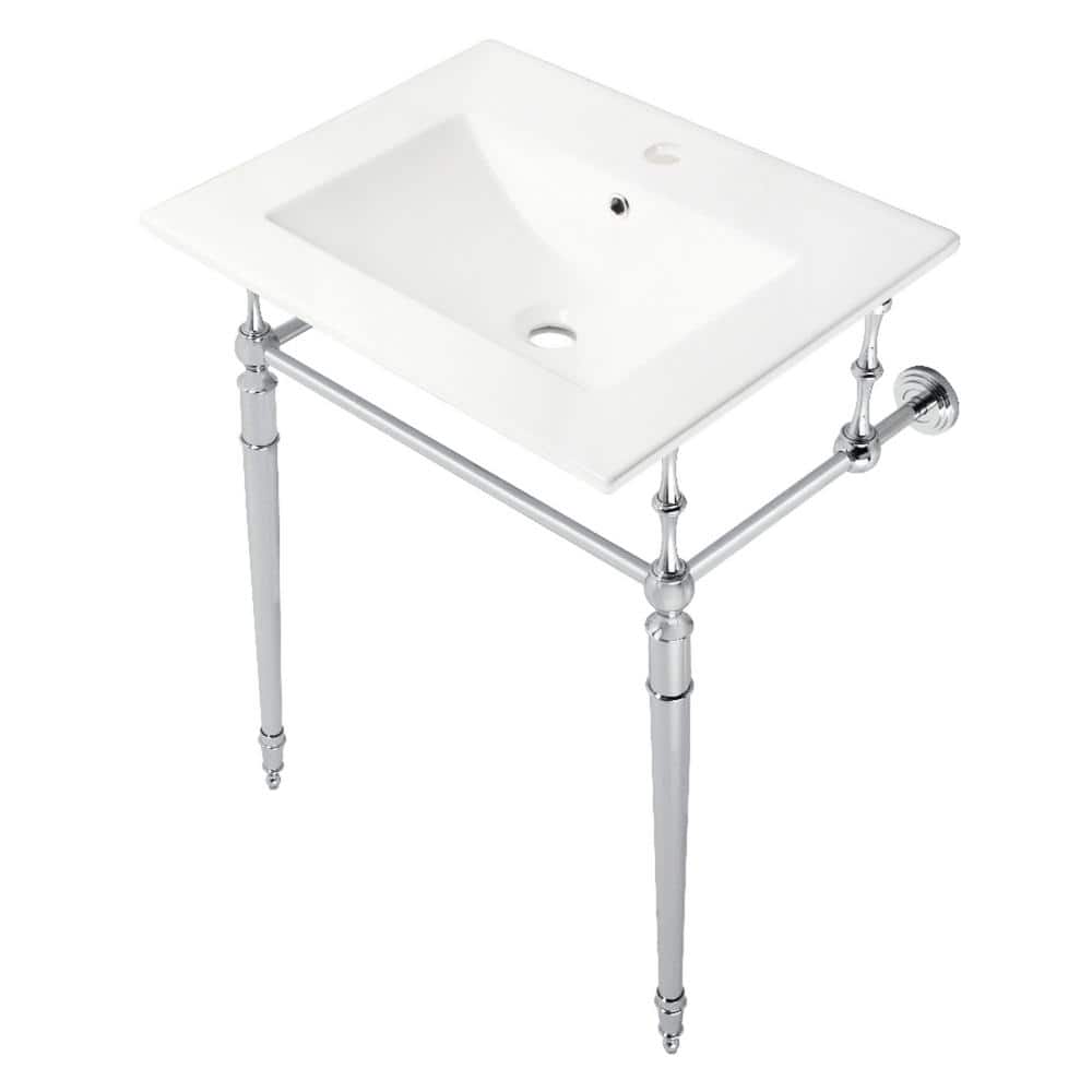 Kingston Brass Edwardian 24 in. Ceramic Console Sink Set with Brass ...