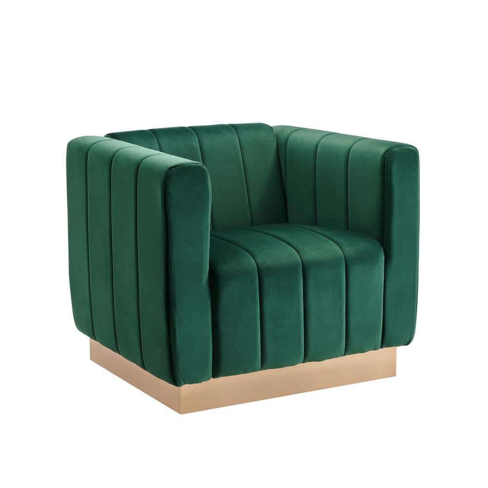 Art Leon Cube Deep Green Velvet Mordern Chic Channel-Stitch Leisure ...