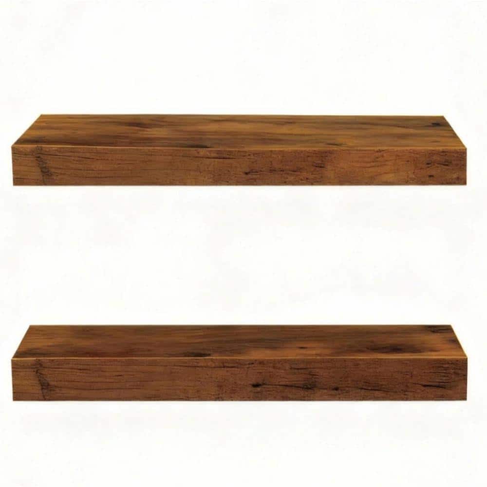 23.6 in.W x 7.9 in.D Solid Pine Floating Shelves,with Heavy-Duty Hidden ...