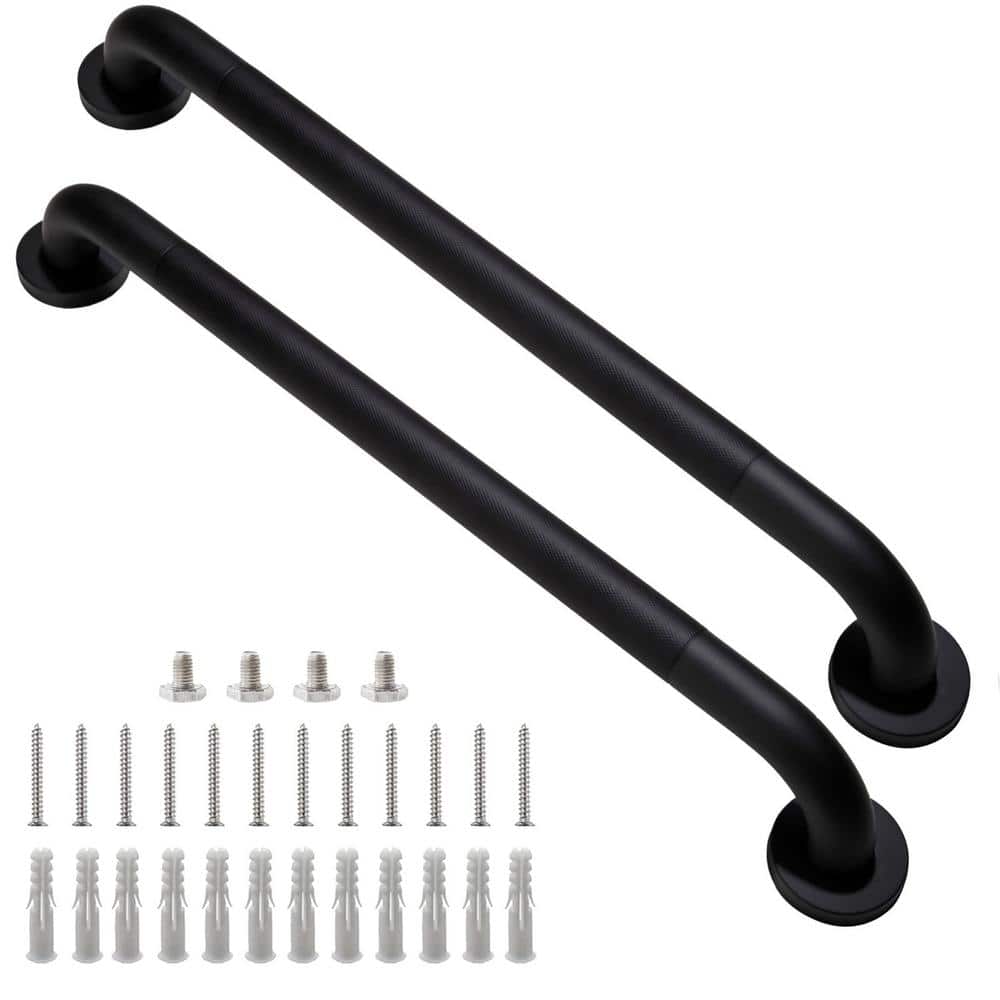 Numhew 24 in. Shower Grab Bar in Black, 304 Stainless Steel Anti-Slip ...